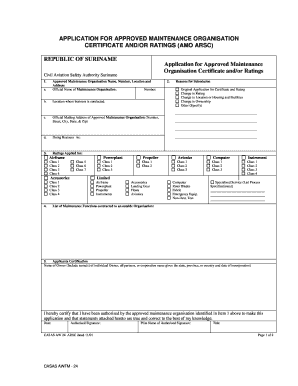 Fillable Online casas APPLICATION FOR APPROVED MAINTENANCE ORGANISATION ...