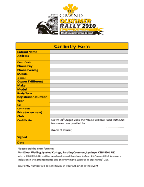 Fillable Online Car Entry Form - grand-ukcom Fax Email Print - pdfFiller
