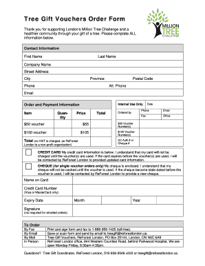 Fillable Online reforestlondon Tree Gift Vouchers Order Form - breforestlondonbbcab Fax Email ...