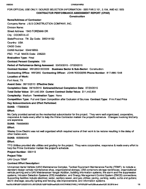 Fillable Online FOR OFFICIAL USE ONLY I SOURCE SELECTION INFORMATION ...