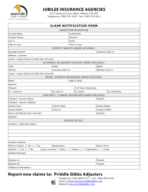 Fillable Online CLAIM NOTIFICATION FORM - AAMDC Fax Email Print - pdfFiller