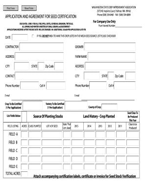 Fillable Online 2016 Application Field Inspection Legumes - Washington ...