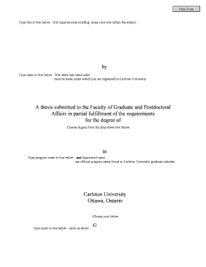 Fillable Online gradstudents carleton Thesis Title Page Template ...