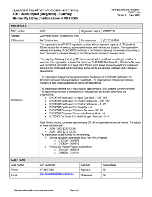 Fillable Online AQTF 2007 AUDIT BRIEFINGWORKBOOKREPORT Fax Email Print ...