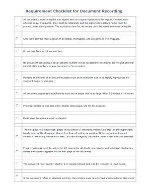 Fillable Online Requirement Checklist for Document Recording Fax Email Print - pdfFiller