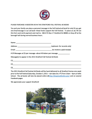 Fillable Online PLEASE PURCHASE A BOOSTER AD IN THE STRATFORD FALL Fax ...