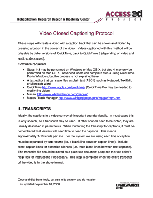 Fillable Online Video Closed Captioning Protocol Fax Email Print ...