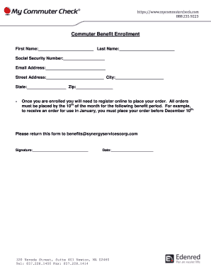 Fillable Online Commuter Benefit Enrollment - Synergy Services Fax ...