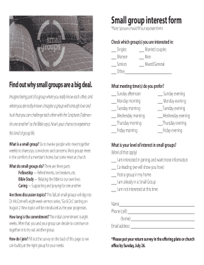 Fillable Online epres Small group interest form - epres Fax Email Print ...