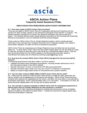 Fillable Online ASCIA Action Plans Fax Email Print - pdfFiller