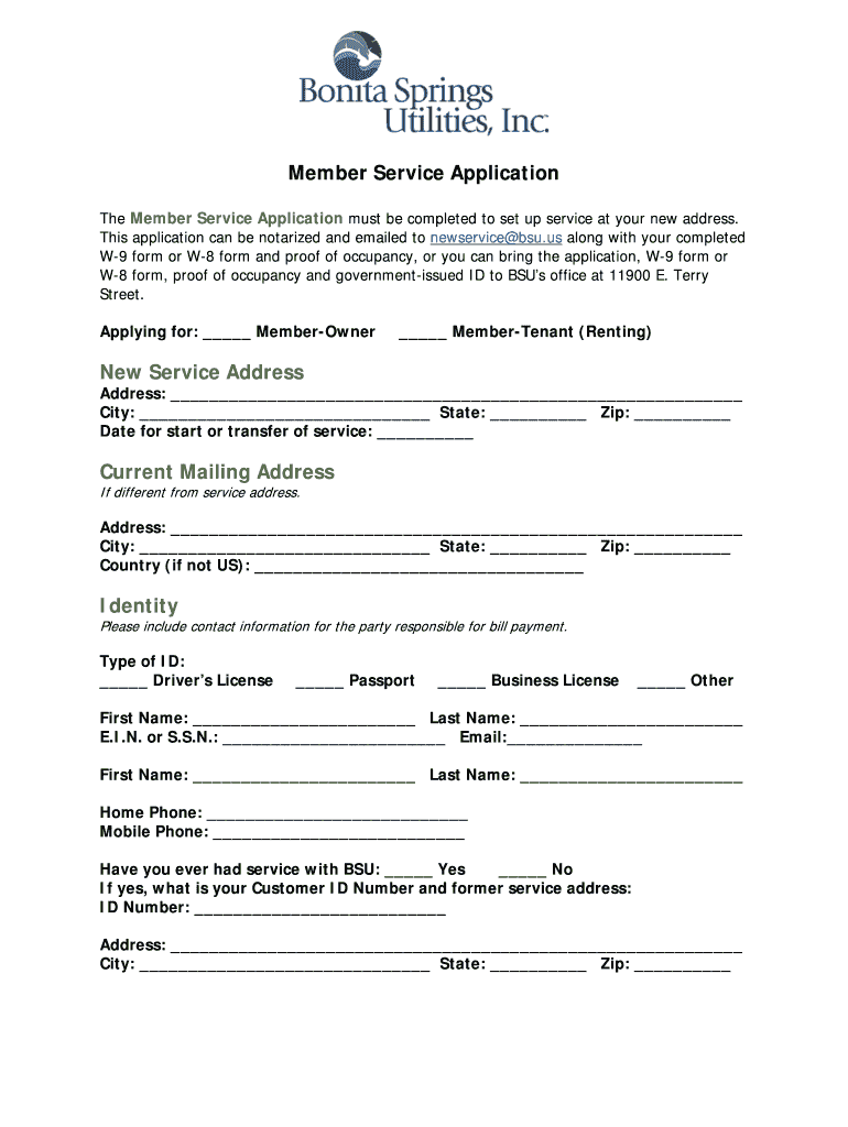 Fillable Online bsu Dear Member - Bonita Springs Utilities Fax Email ...