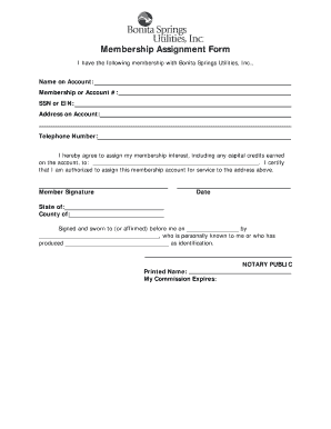 Fillable Online bsu Membership Assignment Form - bbsubbusb Fax Email ...