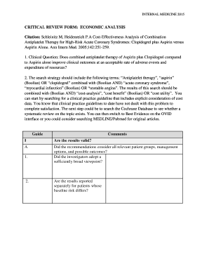 Fillable Online CRITICAL REVIEW FORM ECONOMIC EVALUATION Fax Email ...