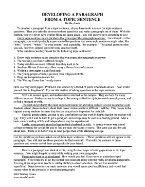 Fillable Online DEVELOPING A PARAGRAPH Fax Email Print - pdfFiller