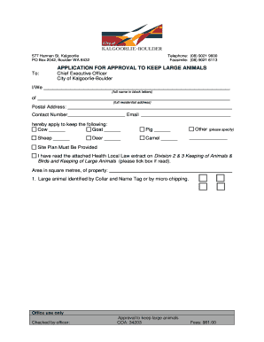 Fillable Online ckb wa gov Application for approval to keep large ...