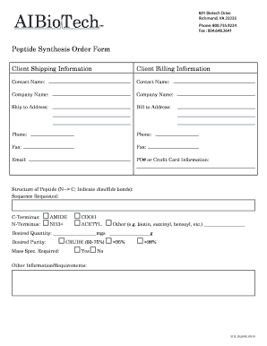 Fillable Online Peptide Synthesis Fax Email Print - pdfFiller