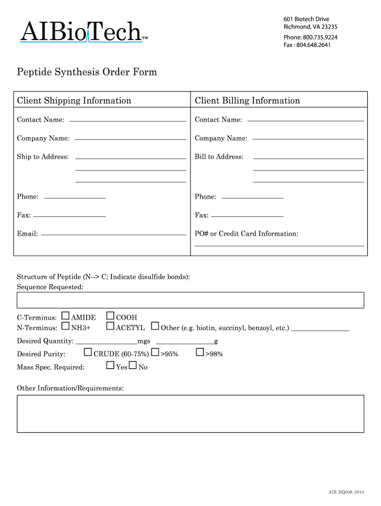 Fillable Online Peptide Synthesis Fax Email Print - pdfFiller