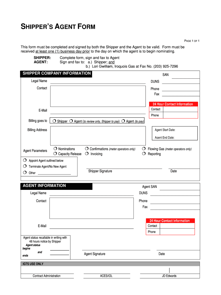 Fillable Online Shipper Agent Form Fax Email Print - pdfFiller