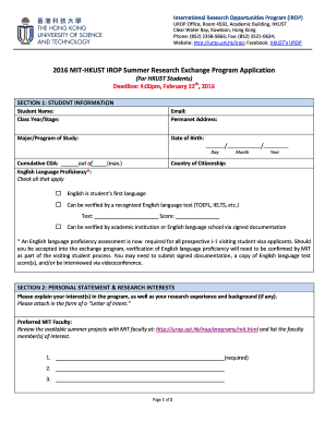 Hkust Urop - Fill Online, Printable, Fillable, Blank | pdfFiller