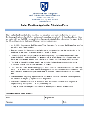 Fillable Online unh Labor Condition Application Attestation bFormb ...