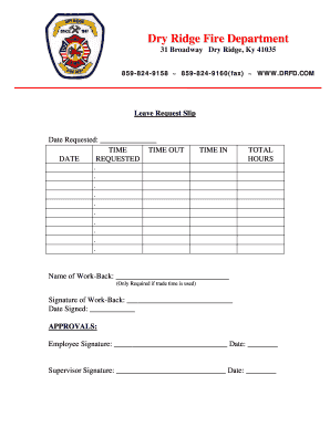 Fillable Online drfd Time Off Request - Dry Ridge Fire Department Fax ...
