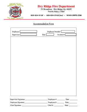 Fillable Online drfd Accommodation Form - Dry Ridge Fire Department Fax ...