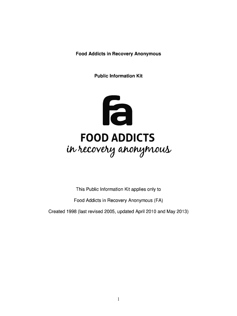 Fillable Online foodaddicts Food Addicts in Recovery Anonymous Public ...