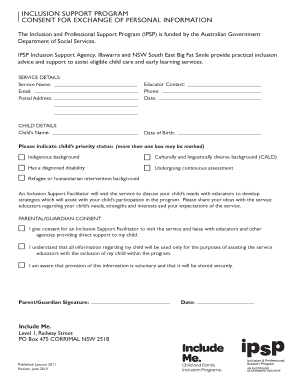 Fillable Online INCLUSION SUPPORT PROGRAM Fax Email Print - pdfFiller