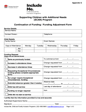 Fillable Online Supporting Children with Additional Needs SCAN Program ...