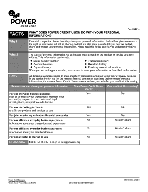 Fillable Online powercu Rev 032014 FACTS WHAT DOES POWER CREDIT UNION ...