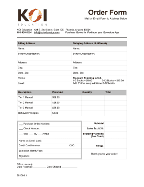 Fillable Online Order Form - KOI Education Fax Email Print - pdfFiller