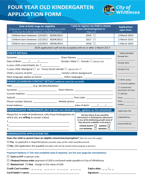 Fillable Online 4-year-old kindergarten application bformb - City of Whittlesea Fax Email Print ...