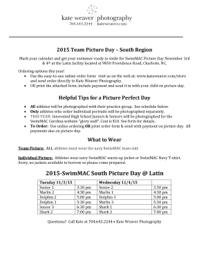 Fillable Online 2015 Team Picture Day Helpful Tips for a Picture ...