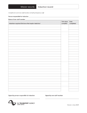 Fillable Online vehicleinspection nzta govt PRS induction record - NZTA ...