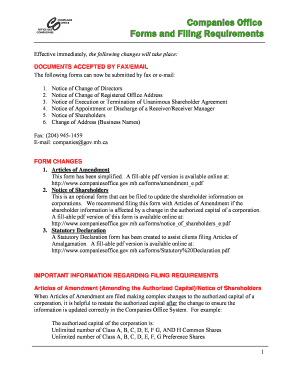 Fillable Online companiesoffice gov mb Companies Office Forms and ...