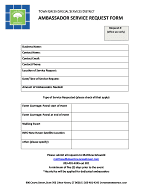 Fillable Online Ambassador service request form - Town Green District ...