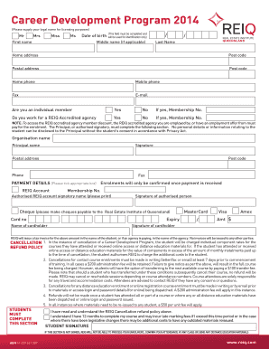 Fillable Online Career Development enrolment form 2014 - The REIQ Fax ...