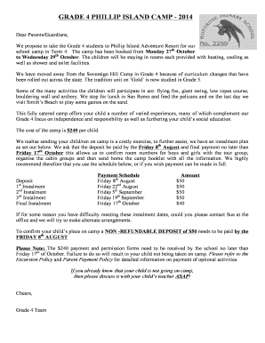 Fillable Online montroseps vic edu Phillip Island Camp Notice 1 - Cost ...