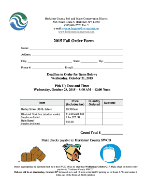 Fillable Online 2015 Fall Order Form - Herkimer NY 13350 Fax Email ...