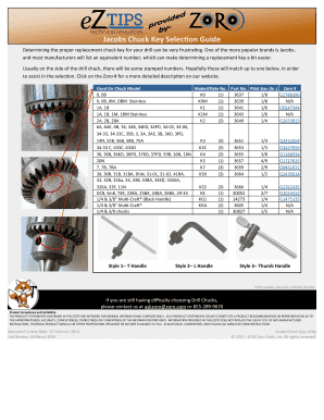 Fillable Online Jacobs Chuck Key Selection Guide Fax Email Print ...