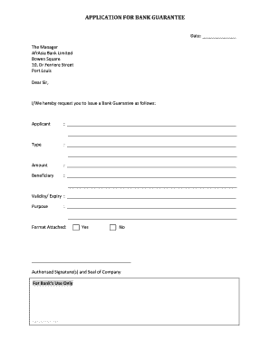 Fillable Online Bank Guarantee Application Fax Email Print - pdfFiller