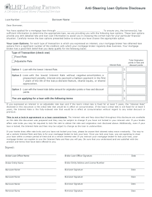Fillable Online Ending PAnti-Steering Loan Options Disclosure artners ...
