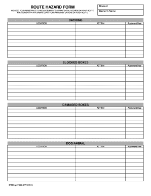 Fillable Online RURAL ROUTE HAZARD FORM - Letter Carrier Network Fax ...