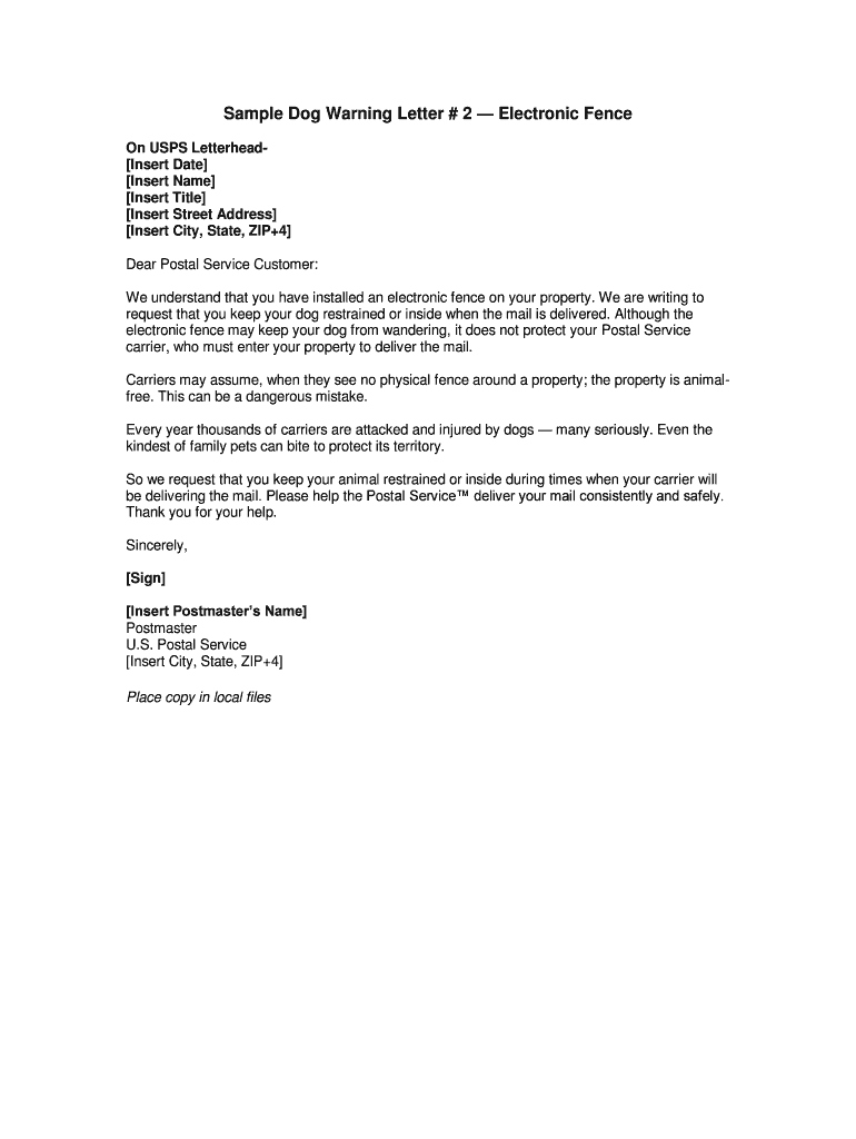 Fillable Online Sample Warning Letter No Fax Email Print - pdfFiller