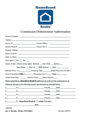 Fillable Online Commission Disbursement Authorization - HomeBased ...