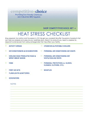 Fillable Online competitivechoice HEAT STRESS CHECKLIST ...