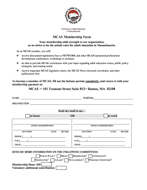 Fillable Online mcae MCAE Membership Form Fax Email Print - pdfFiller