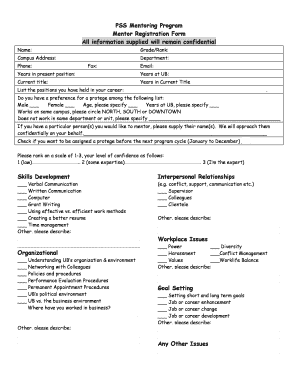 Fillable Online pss buffalo PSS Mentoring Program Mentor Application ...