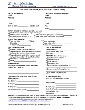 Fillable Online pathology med upenn Requisition Form for GRN MAPT and ...