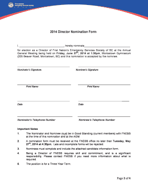 Fillable Online 2014 Director Information Form There are two Directors ...